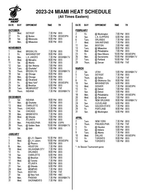 2023 24 Miami Heat Game Schedule Pdf Los Angeles Lakers National
