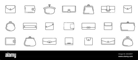 Wallet Icon Set Of Black Linear Icons Of Wallets On White Background