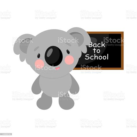 칠판에서 귀여운 코알라 만화 스타일 벡터 일러스트레이션 카드 포스터 배너 책 팩에 인쇄 옷 직물 벽지 섬유 또는 접시에 인쇄