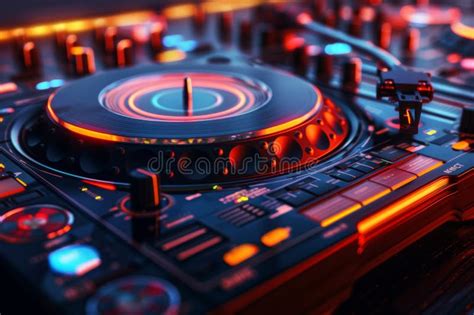 Dj Spinning On A Futuristic Console With Glowing Lights Representing The Fusion Of Music And