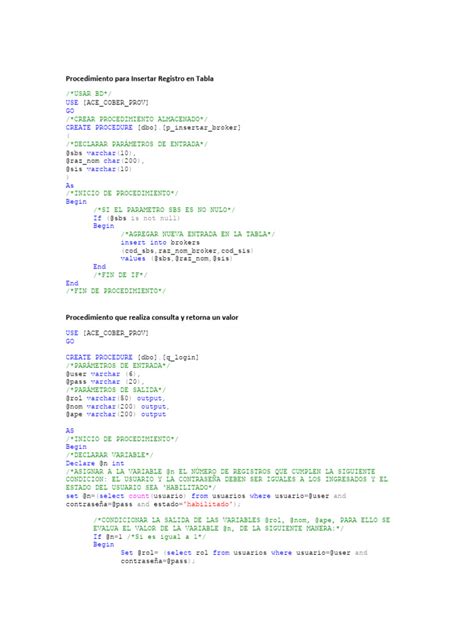 Stored Procedure Para Ms Sql Server Descargar Gratis Pdf Gestión De Tecnología De La