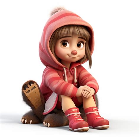 Premium Photo Masha From Masha And The Bear Sitting Pose 3d Isolated