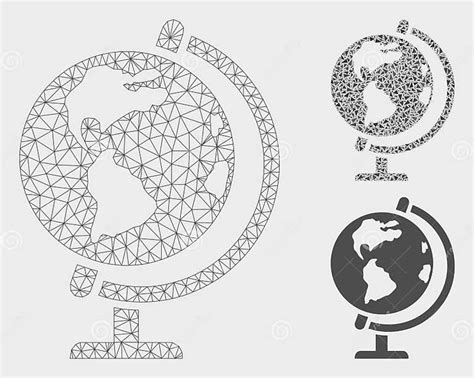 Globe Vector Mesh Network Model And Triangle Mosaic Icon Stock Vector Illustration Of Earth