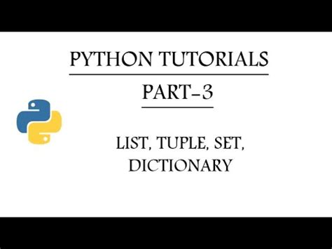 Python Tutorials Part List Tuple Set Dictionary YouTube