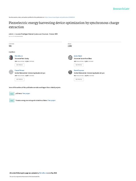 Piezoelectric Energy Harvesting Device Optimization By Synchronous