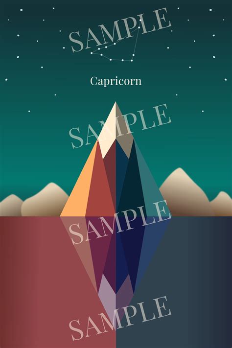 Capricorn Constelation Map Star Map Night Sky Wall Art Astronomy