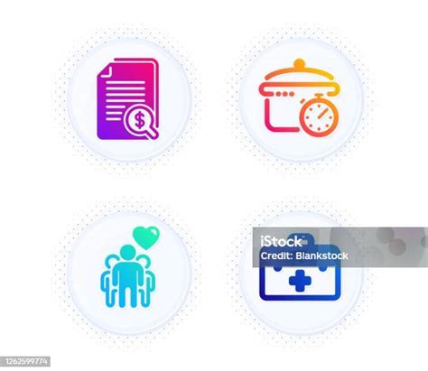 끓는 팬 우정 및 금융 문서 아이콘 세트 응급 처치 표지판 벡터 건강관리와 의술에 대한 스톡 벡터 아트 및 기타 이미지 건강관리와 의술 공동체 금융 Istock