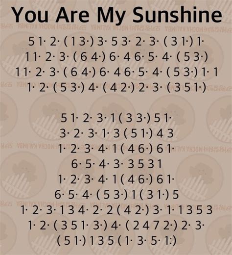You Are My Sunshine Kalimba Tabs Letter And Number Notes Tutorial