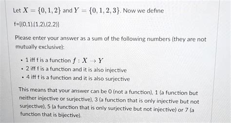 solved let x {0 1 2} and y {0 1 2 3} now we define