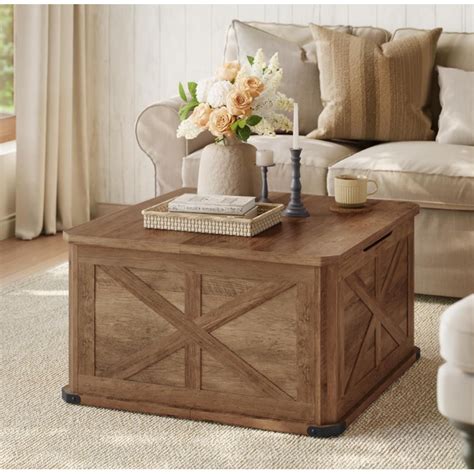 Rustik Soffbord Med Dolt Förvaringsutrymme 213 Liter 80 X 80 Cm