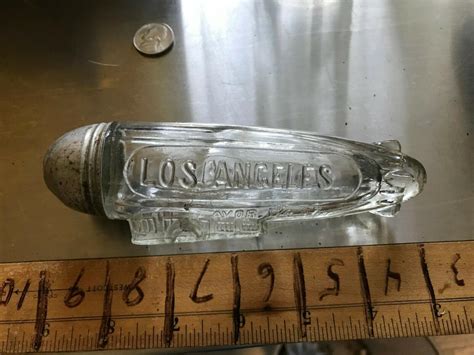 Vintage Los Angeles Blimp Zepplin Glass Candy Container Lidded Rare