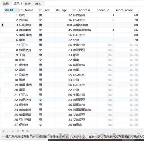 mysql 关于数据表的基本语句及操作 （下）多表联查 mysql语句中查询每条成绩记录的详细信息 要求 利用sc表和course表做右外