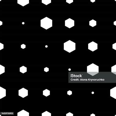 벡터 일러스트레이션 육각형 질감 흑백 기하학적 이음새가 없는 패턴 모자이크 추상적 배경 육각형 반복 기하학적 다각형 텍스처 0