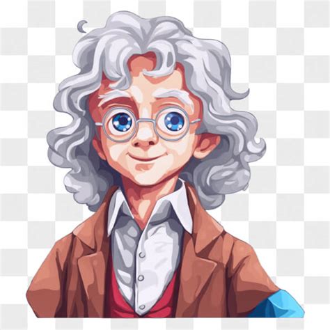 Download Happy Cartoon Character With White Hair And Glasses Cartoons