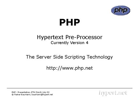 Php Hypertext Preprocessor Currently Version 4 The Server