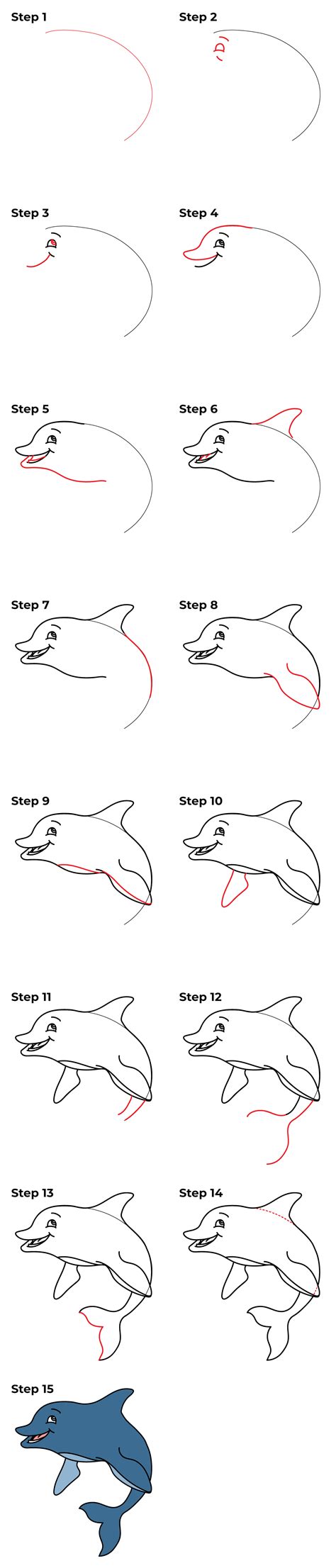 How To Draw A Cute Dolphin How To Draw A Simple Dolphin Step By Step