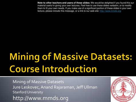 Ppt Mining Of Massive Datasets Course Introduction Powerpoint Presentation Id6185750