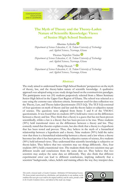 Pdf The Myth Of Theory And The Theory Laden Nature Of Scientific