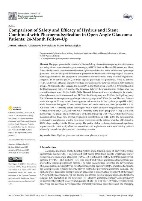 Pdf Comparison Of Safety And Efficacy Of Hydrus And Istent Combined