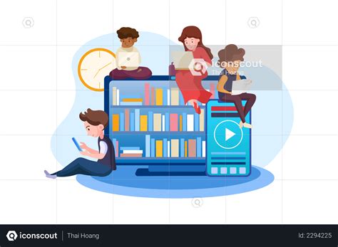 Premium Students Attending Online Classes Illustration Download In Png