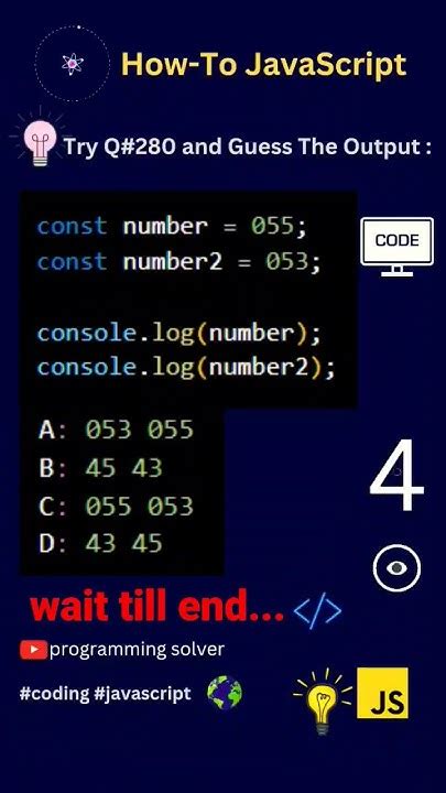 how to code javascript q 280 try solve and guess the output shorts