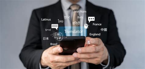 Premium Photo Language Translate App A Person Holds Smartphone Displaying An Ai Powered