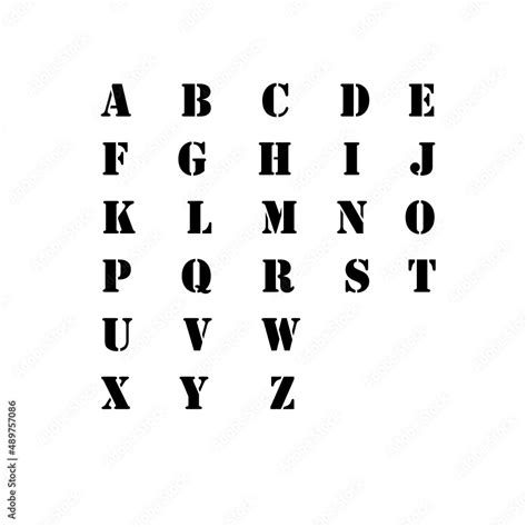 English Alphabet Black Letters Isolated On White Background Abc Font