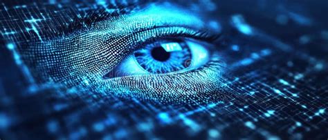 Digital Eye With Blue Patterns Representing Secure Verification And