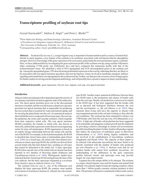 Pdf Genome Wide Analysis Of Gene Expression In Soybean Shoot Apical Meristem
