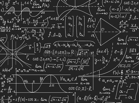 mathematical vector seamless pattern with handwritten math formulas