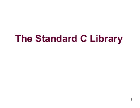 Pdf The Standard C Library