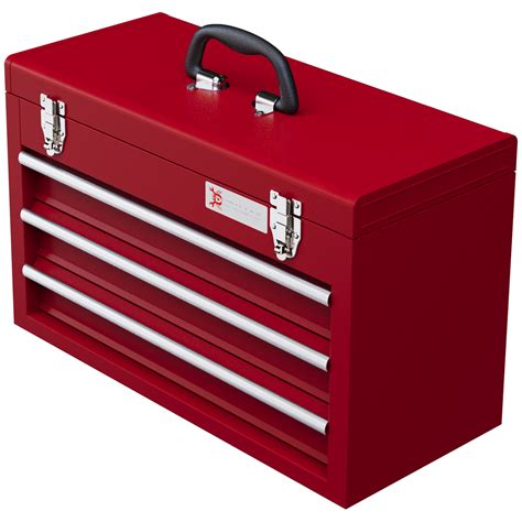DURHAND Lockable Metal Tool Box 3 Drawer Tool Chest With Latches Handle Ball Bearing Runners
