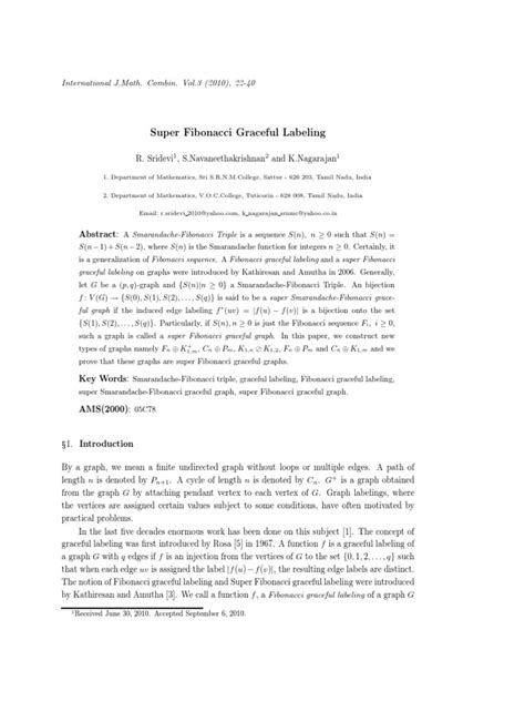 Super Fibonacci Graceful Labeling Pdf Visual Cortex Mathematical Relations