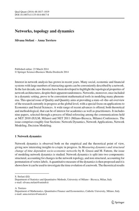 Pdf Networks Topology And Dynamics