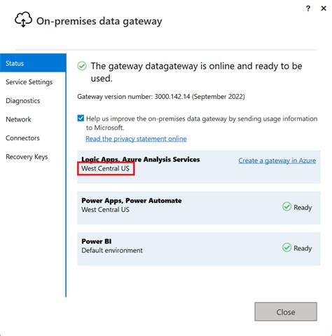 设置本地数据网关的数据中心区域 Microsoft Learn