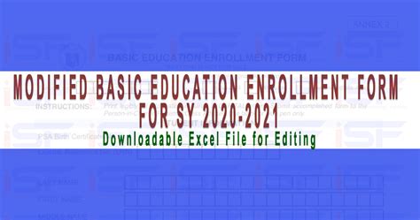 Modified Basic Education Enrollment Form Sy 2021 2022