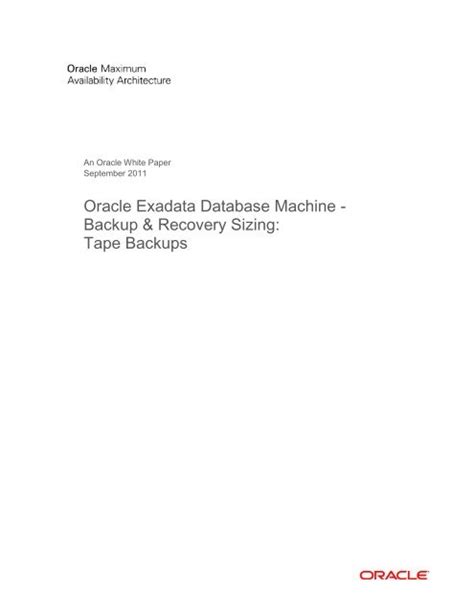 Oracle Exadata Database Machine Backup And Recovery Sizing
