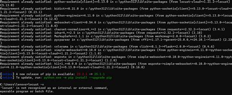 Locust Is Installed Via Pip But Not Able To Check Version Of Locust In Windows System Stack
