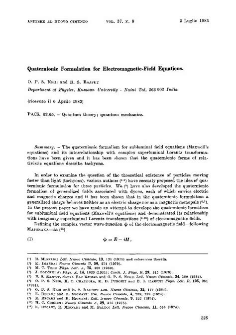 PDF Quaternionic Formulation For Electromagnetic Field Equations DOKUMEN TIPS
