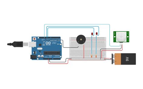 Circuit Design Alarma Anti Robo Tinkercad