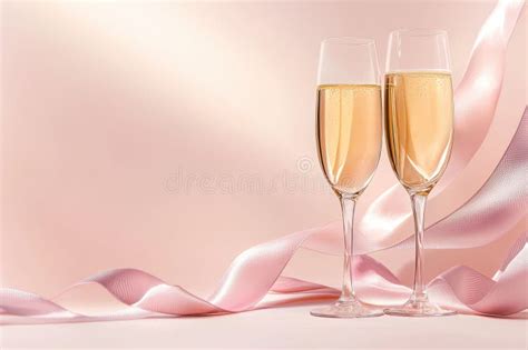 Close Up Of Two Champagne Glasses Clinking With Bubbles Symbolizing