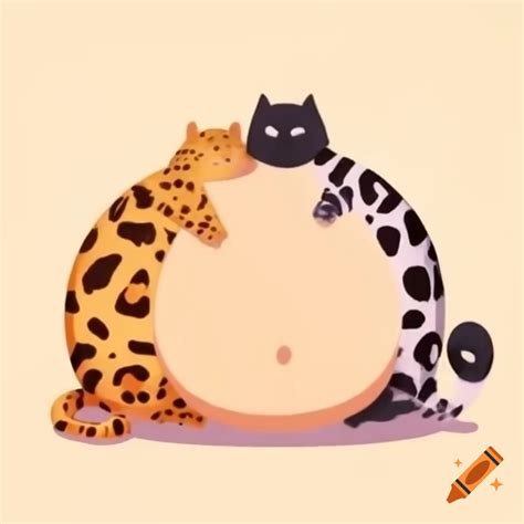 Cartoon Of A Fat Leopard And A Beautiful Cat On Craiyon