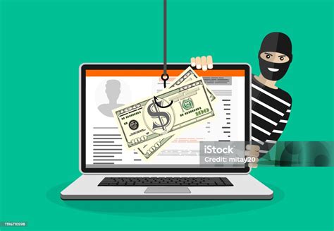 노트북에서 개인 정보를 훔치는 마스크도둑 해커 안티 피싱 및 인터넷 바이러스 캠페인에 유용합니다 개념 해킹 벡터 일러스트레이션 노트북에 대한 스톡 벡터 아트 및 기타 이미지