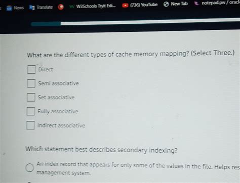 What Are The Different Types Of Cache Memory Mapping Select Three
