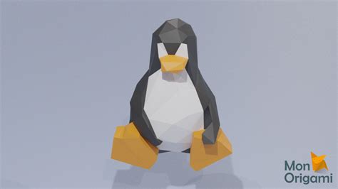 Tux De Linux Mon Origami Vente De Patrons Dorigami 3d