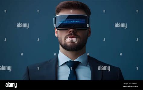 Businessman In Suit And Tie Using Augmented Reality Headset For Data Analysis And Visualization