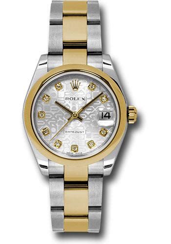 Rolex Steel And Yellow Gold Datejust 31 Watch Domed Bezel Silver J