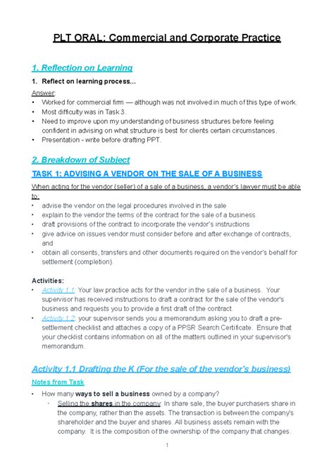 Ccp Oral Notes For Oral Plt Oral Commercial And Corporate Practice