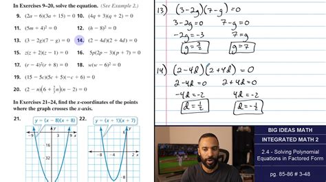 Big Ideas Math Im2 24 Solving Polynomial Equations In Factored