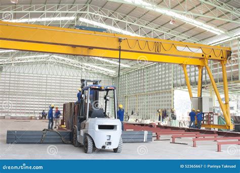 Steel Moving With Gantry Crane Stock Image Image Of Hall Carry 52365667